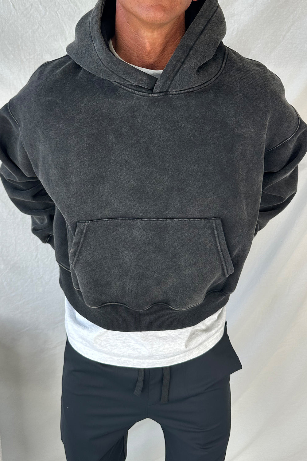 Roman Cropped Drop Hoodie Acid