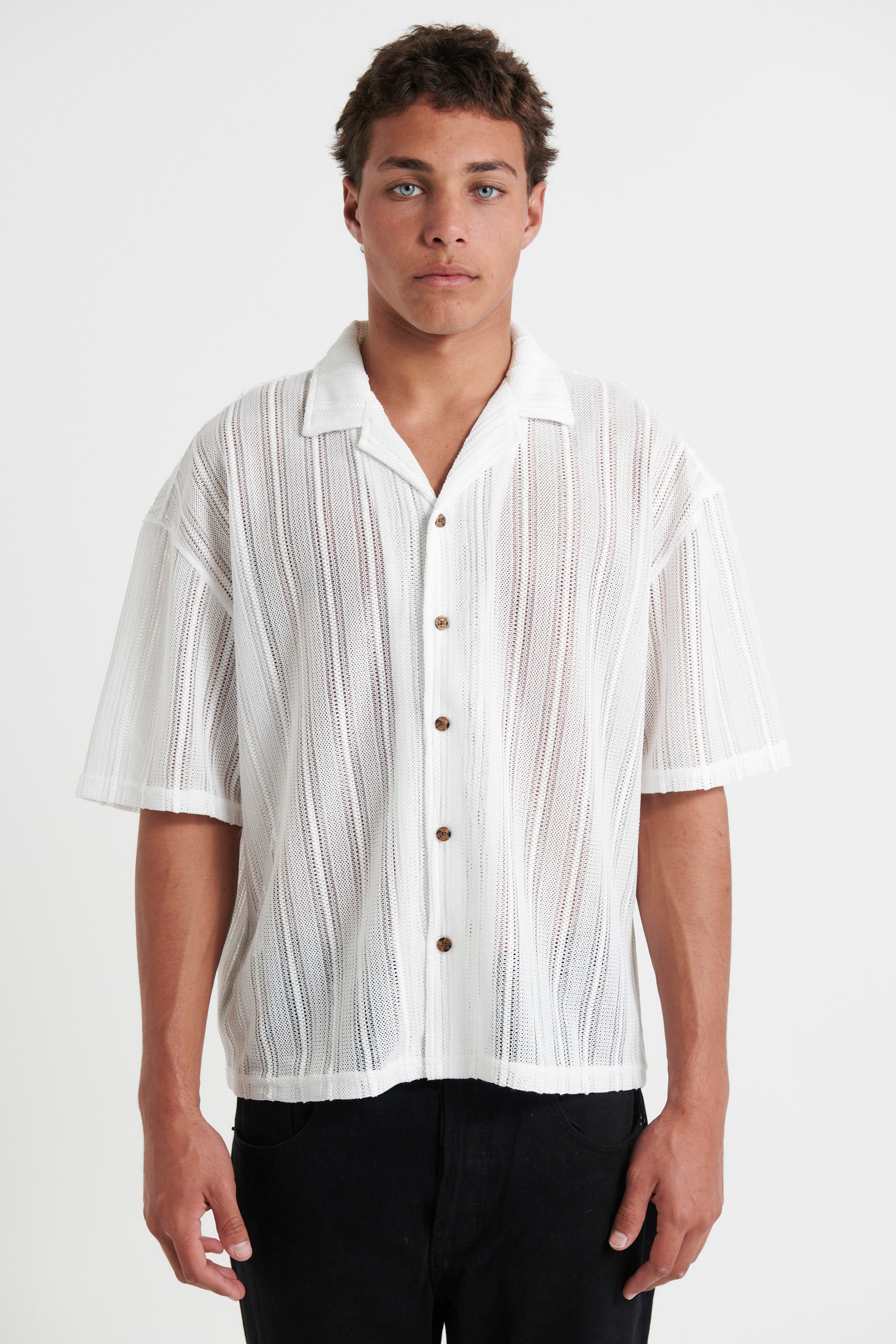 Raf Cropped Shirt Stitch White