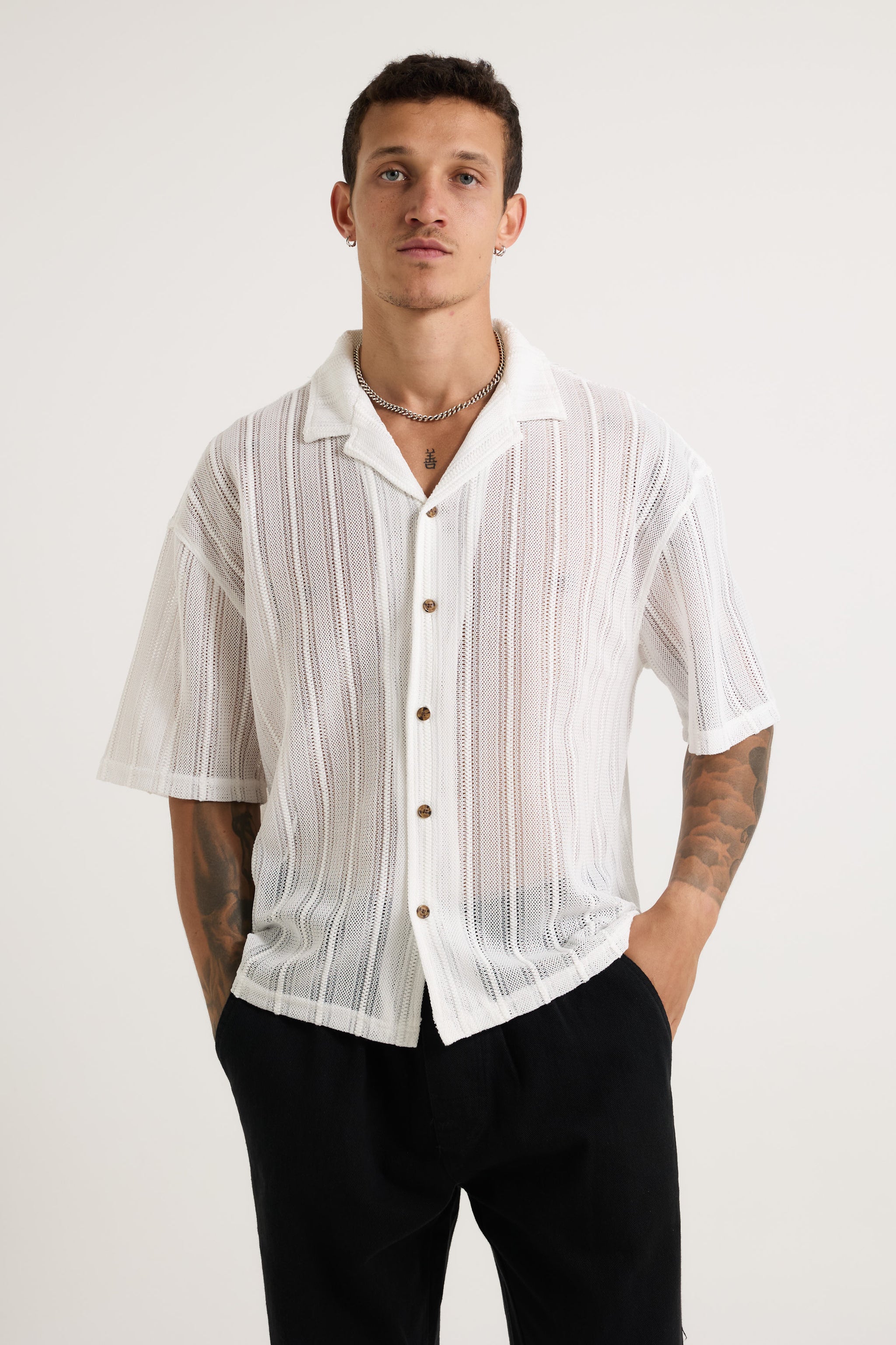 Raf Cropped Shirt Stitch White - FINAL SALE