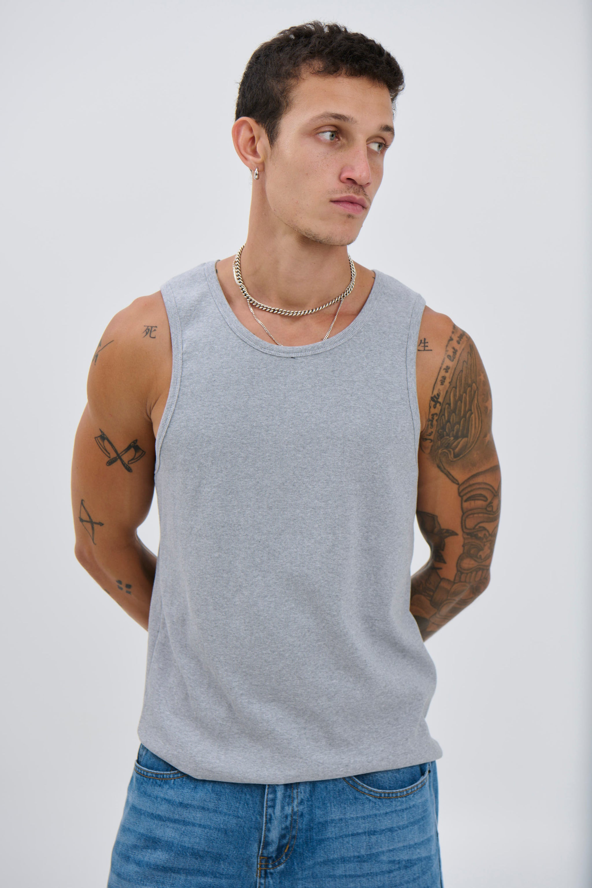 Declan Fitted Tank Grey