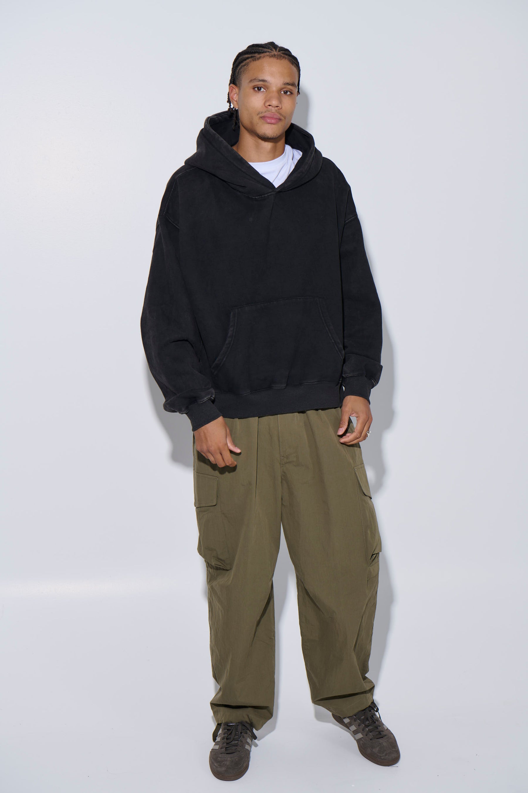 Roman Cropped Drop Hoodie Acid