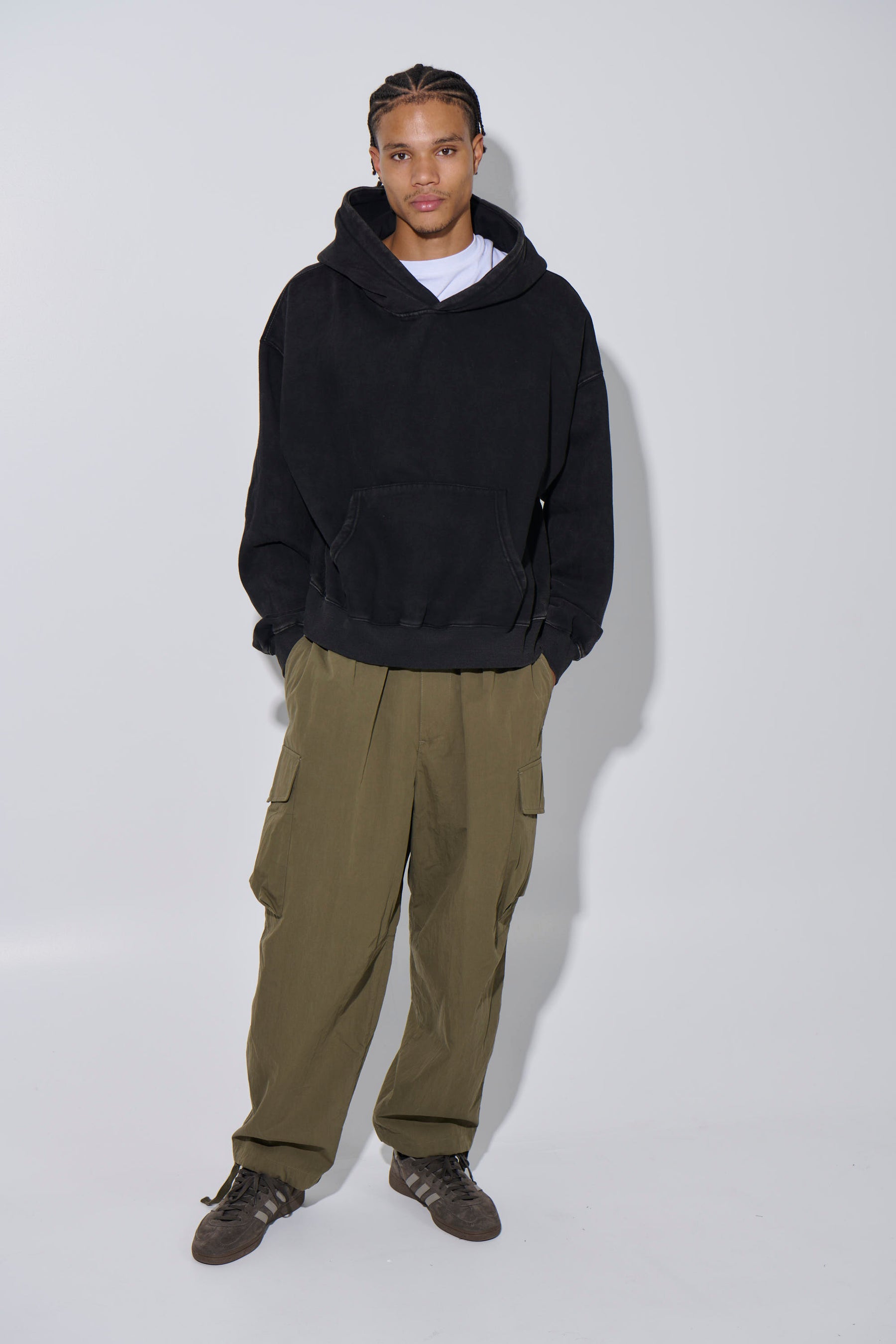 Roman Cropped Drop Hoodie Acid