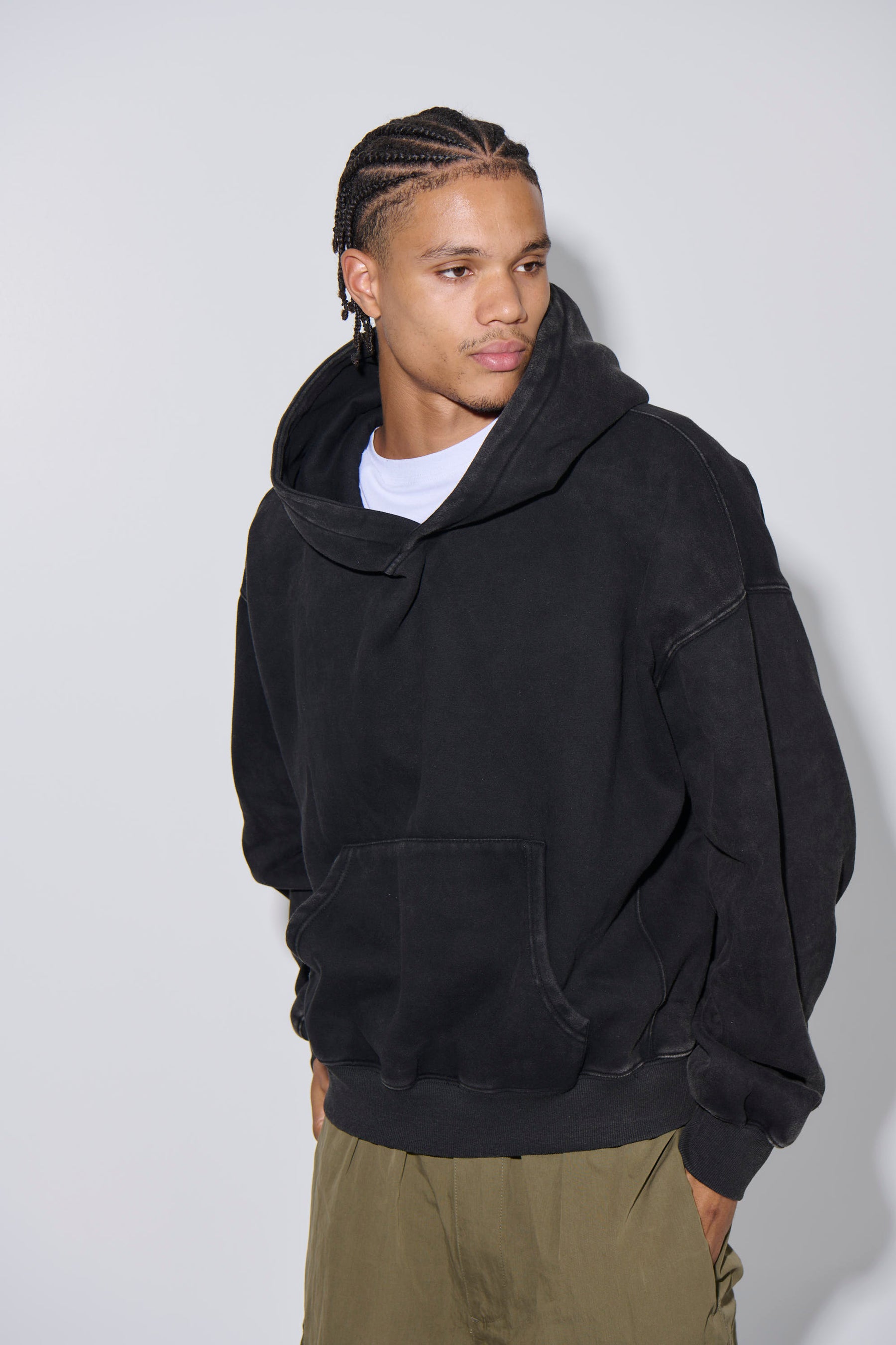 Roman Cropped Drop Hoodie Acid