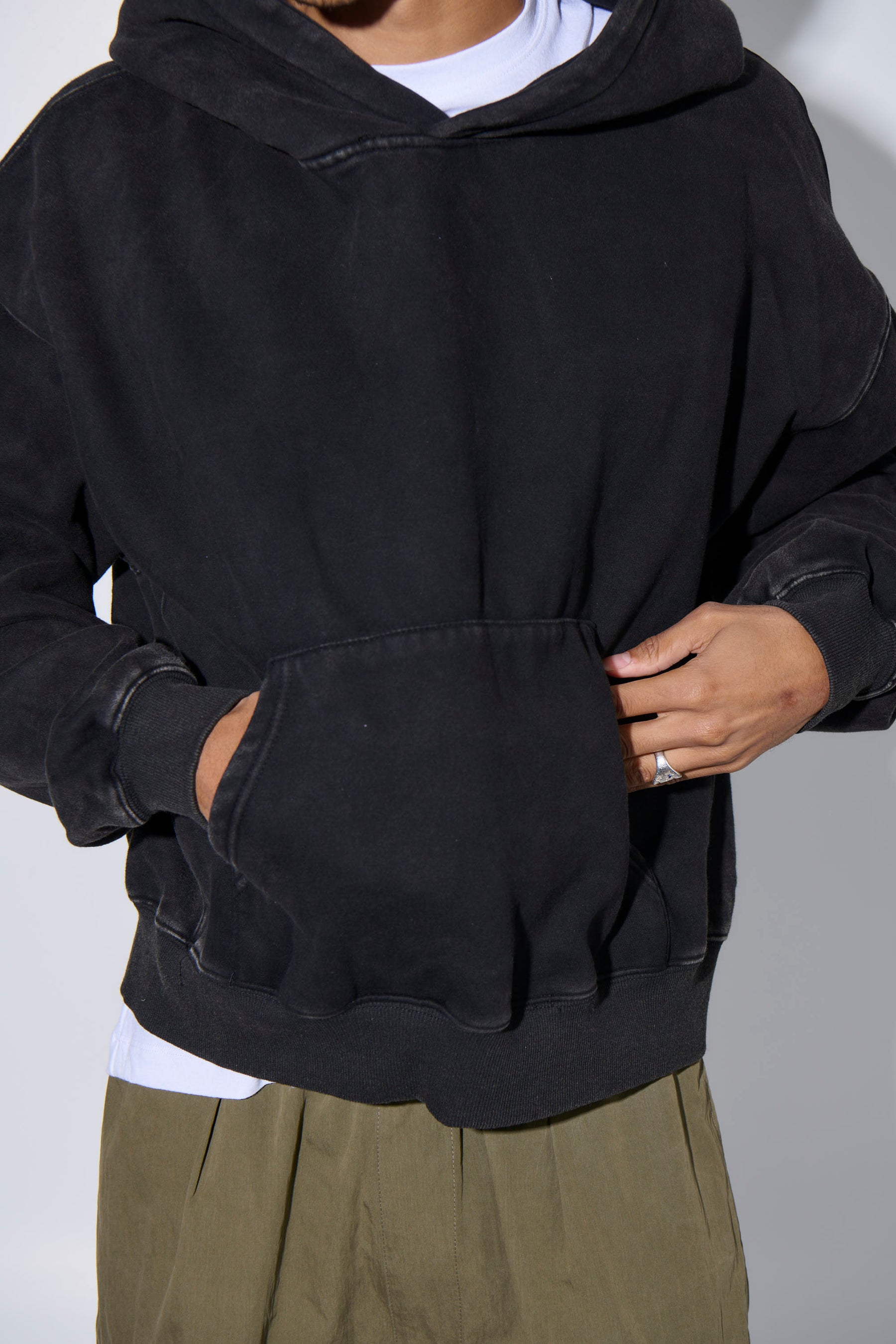 Roman Cropped Drop Hoodie Acid