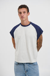 Raglan Crop Box Tank Navy | Mens Crop Tank Navy