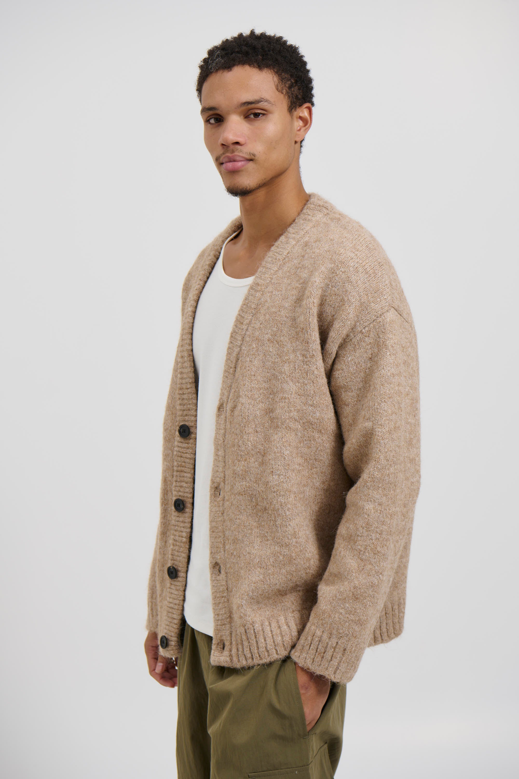 Buy Camel Oversized Cardigan | Knitted Relaxed Fit