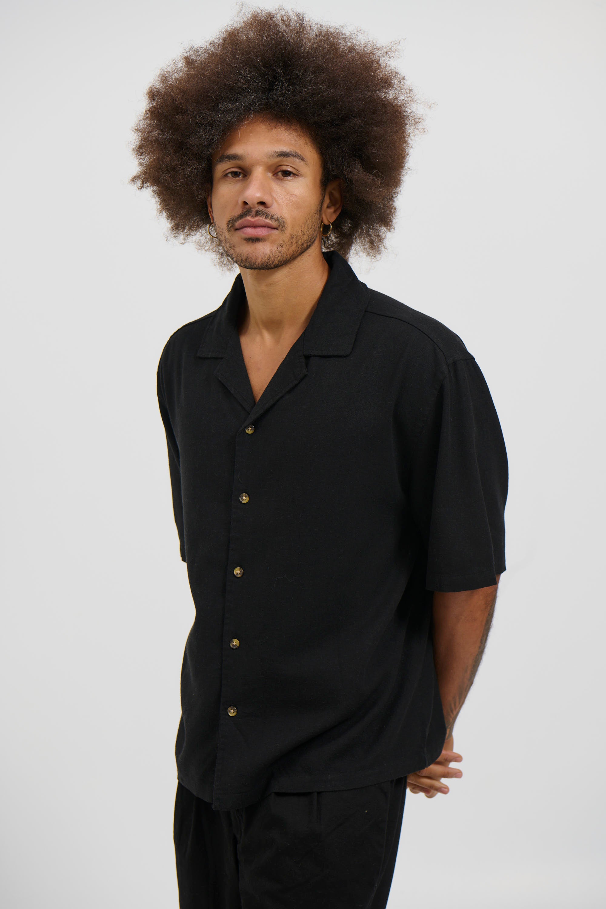 Raf Cropped Shirt Linen Black