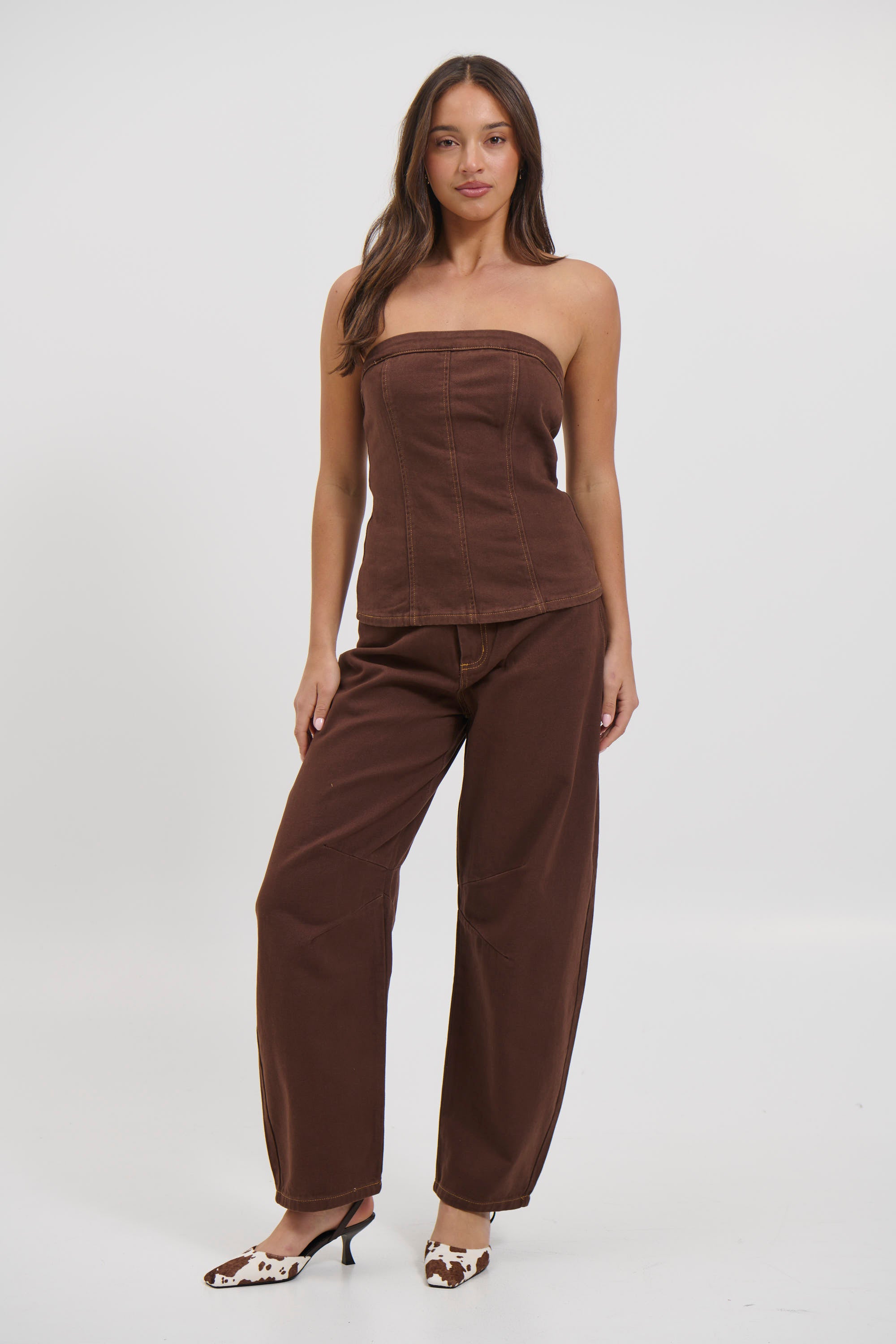 Lex Denim Corset Top Chocolate