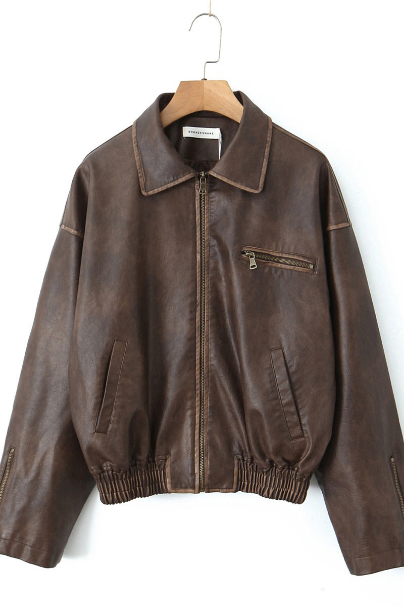 Trista Biker Jacket Brown