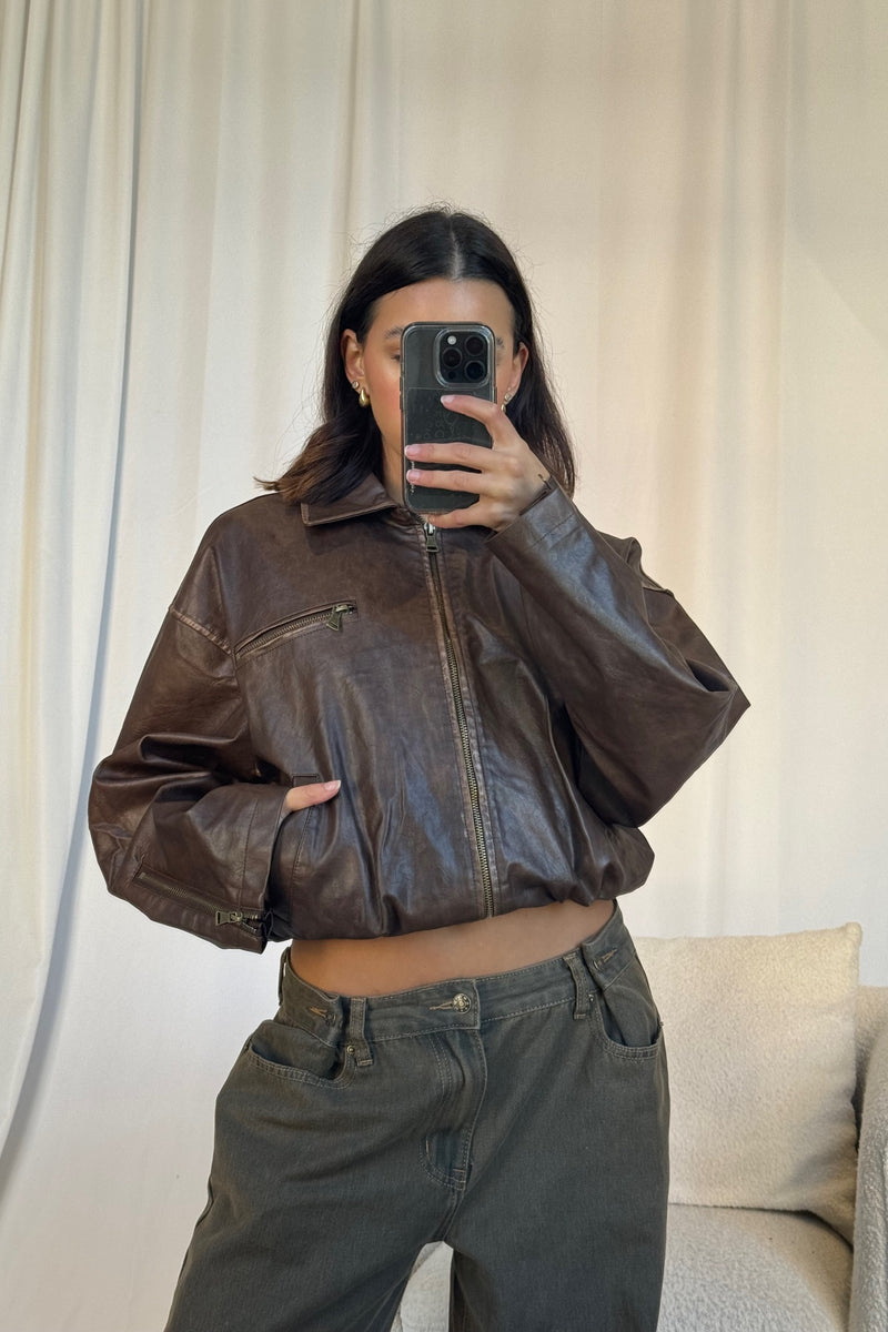 Trista Biker Jacket Brown