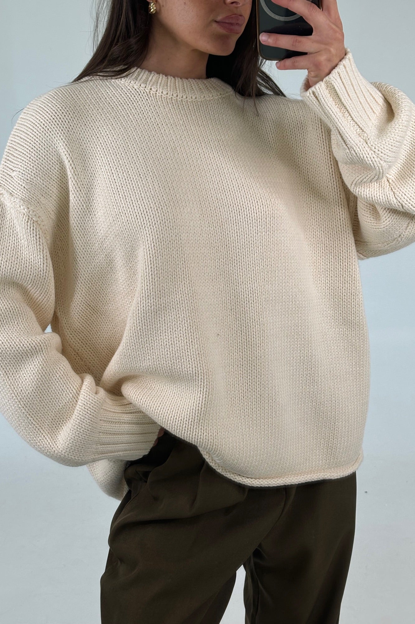 Buy The Nikova Knit Jumper In Cream | Bronze Snake