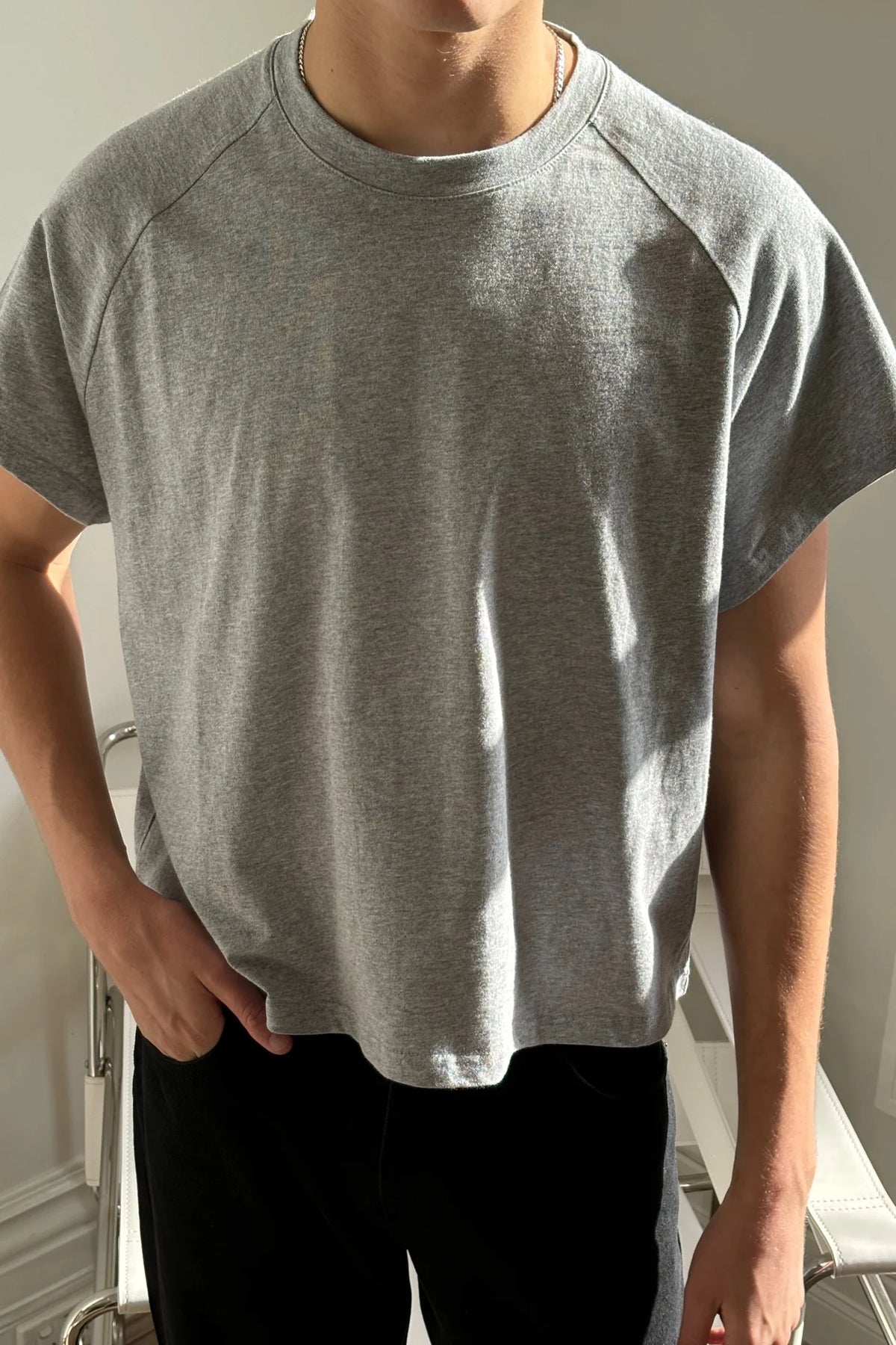 Raglan Crop Box Tank Grey