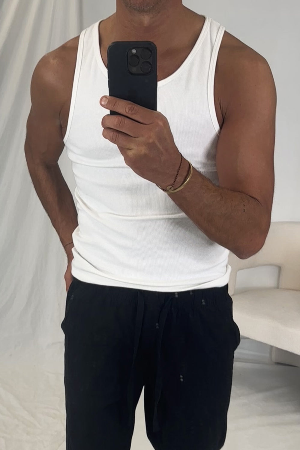 NTH Fitted Ribbed Tank White