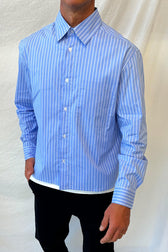 Mitch Stripe Shirt Blue